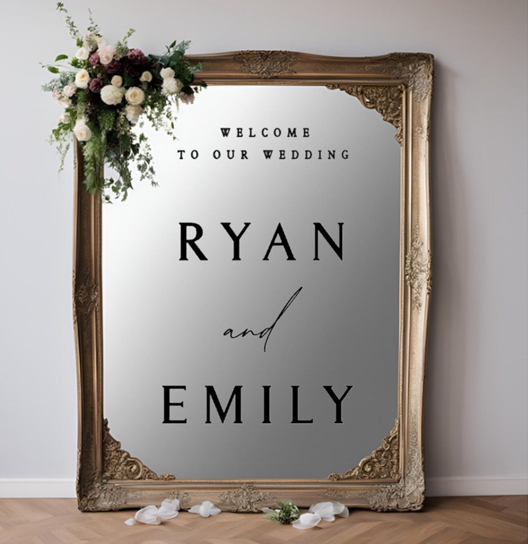 Welcome to Our Wedding, Welcome Wedding Sign Mirror Decals and Stickers ...