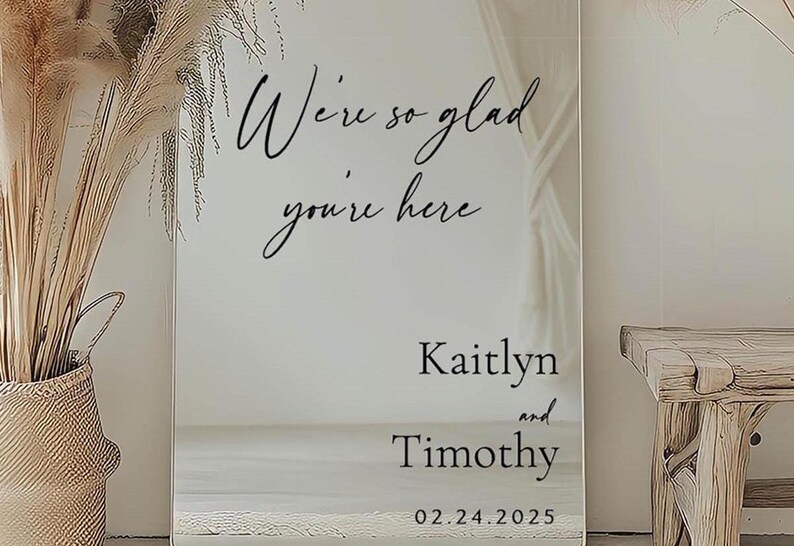 We're so Glad You're Here, Welcome Wedding Sign Mirror Decals and ...