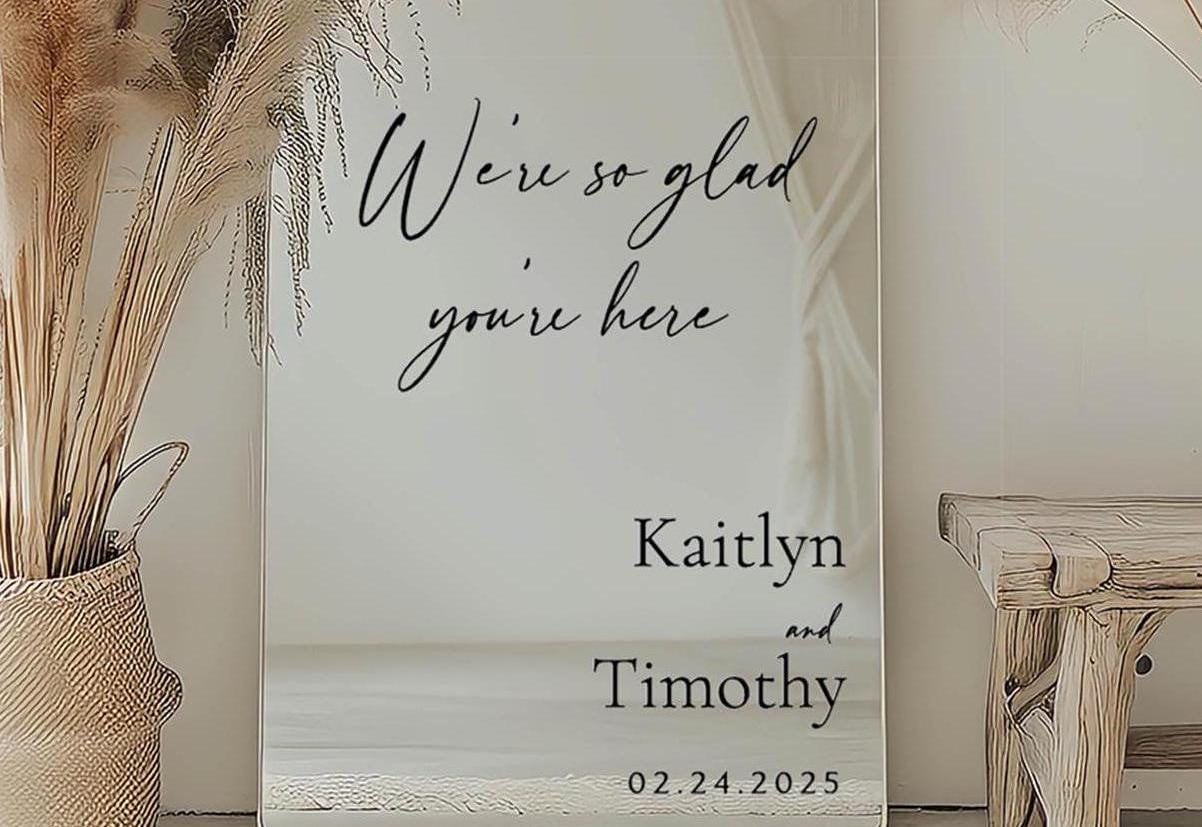We're so Glad You're Here, Welcome Wedding Sign Mirror Decals and ...