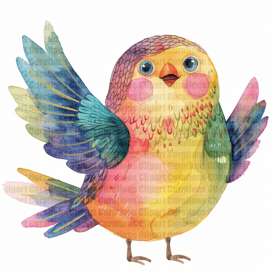 24 PNG Playful Birds Clipart, Funny Birds, Digital Clipart, Watercolor ...