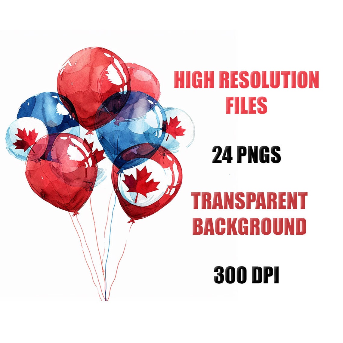 Canada Day Watercolor Clipart, 24 PNG Canada Day Clip Art, Canada ...