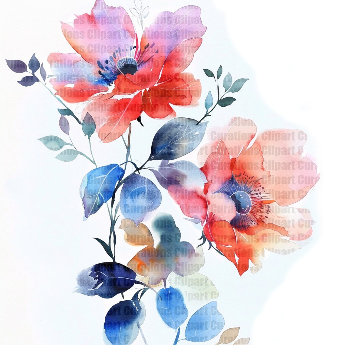18 Countless Watercolor Flowers Clipart, Flowers Print, Printable ...