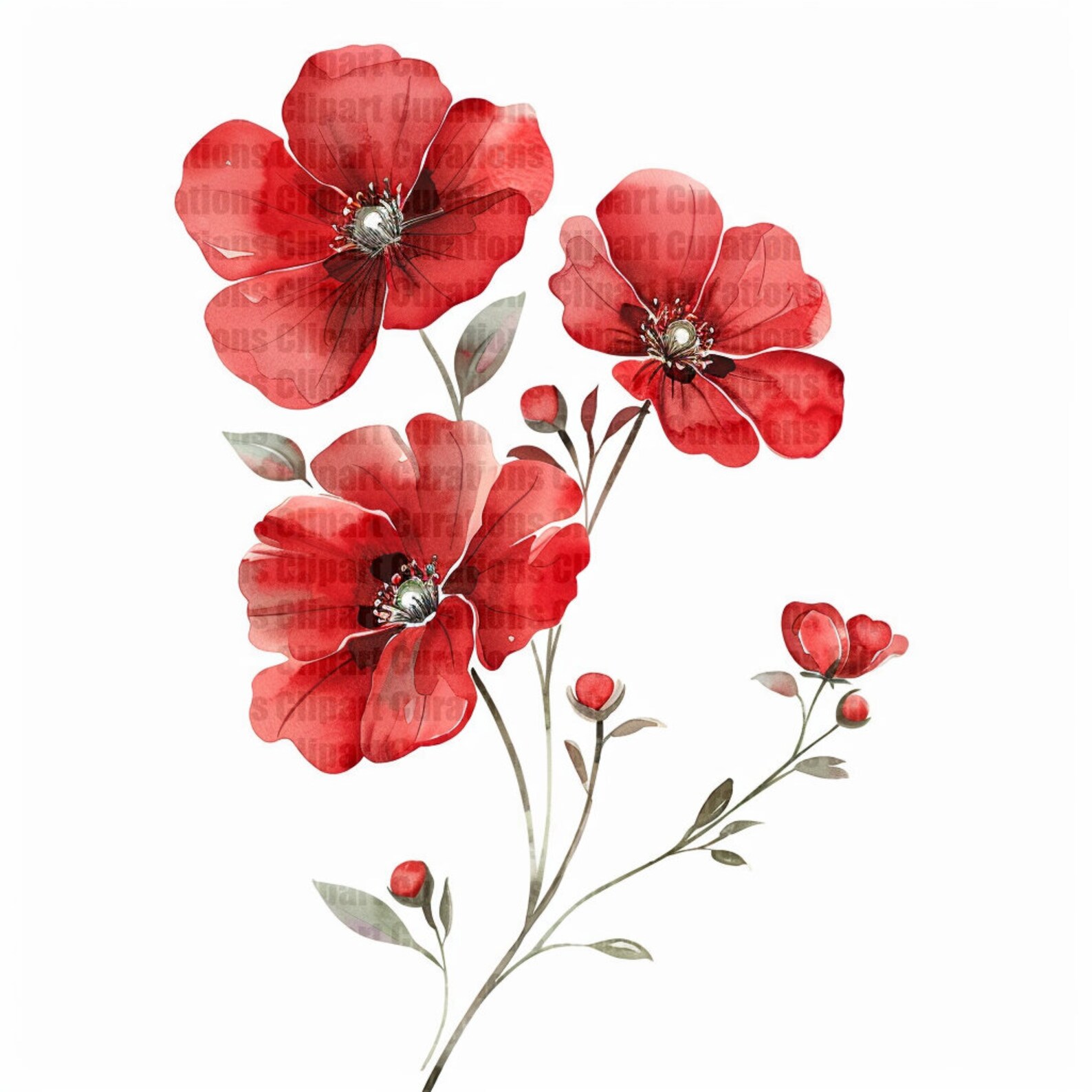 18 Countless Watercolor Flowers Clipart, Flowers Print, Printable ...