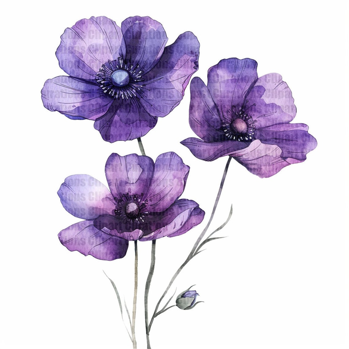 18 Countless Watercolor Flowers Clipart, Flowers Print, Printable ...
