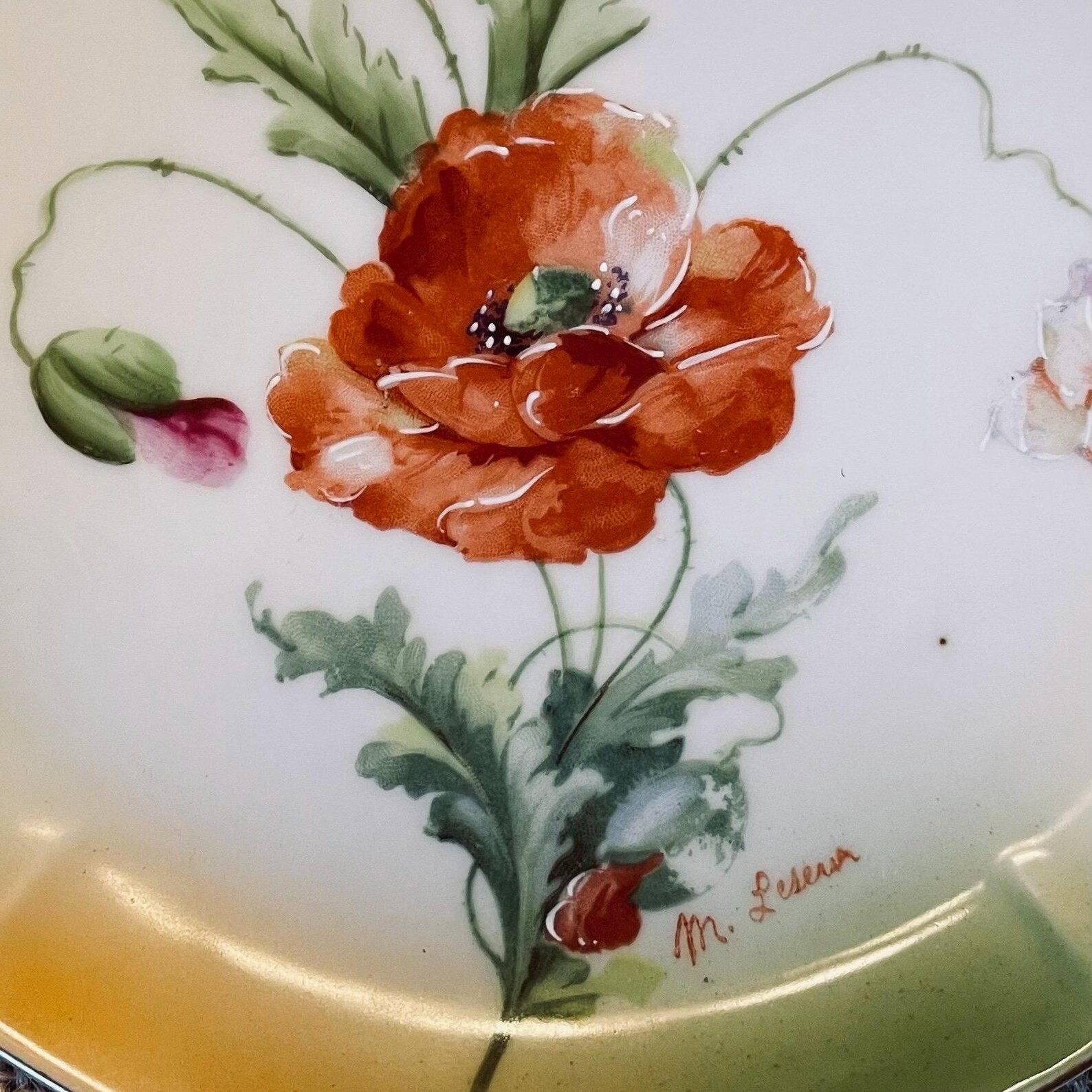 Hand Painted Poppy 7" Plate With Handles. Made in Germany. - Etsy