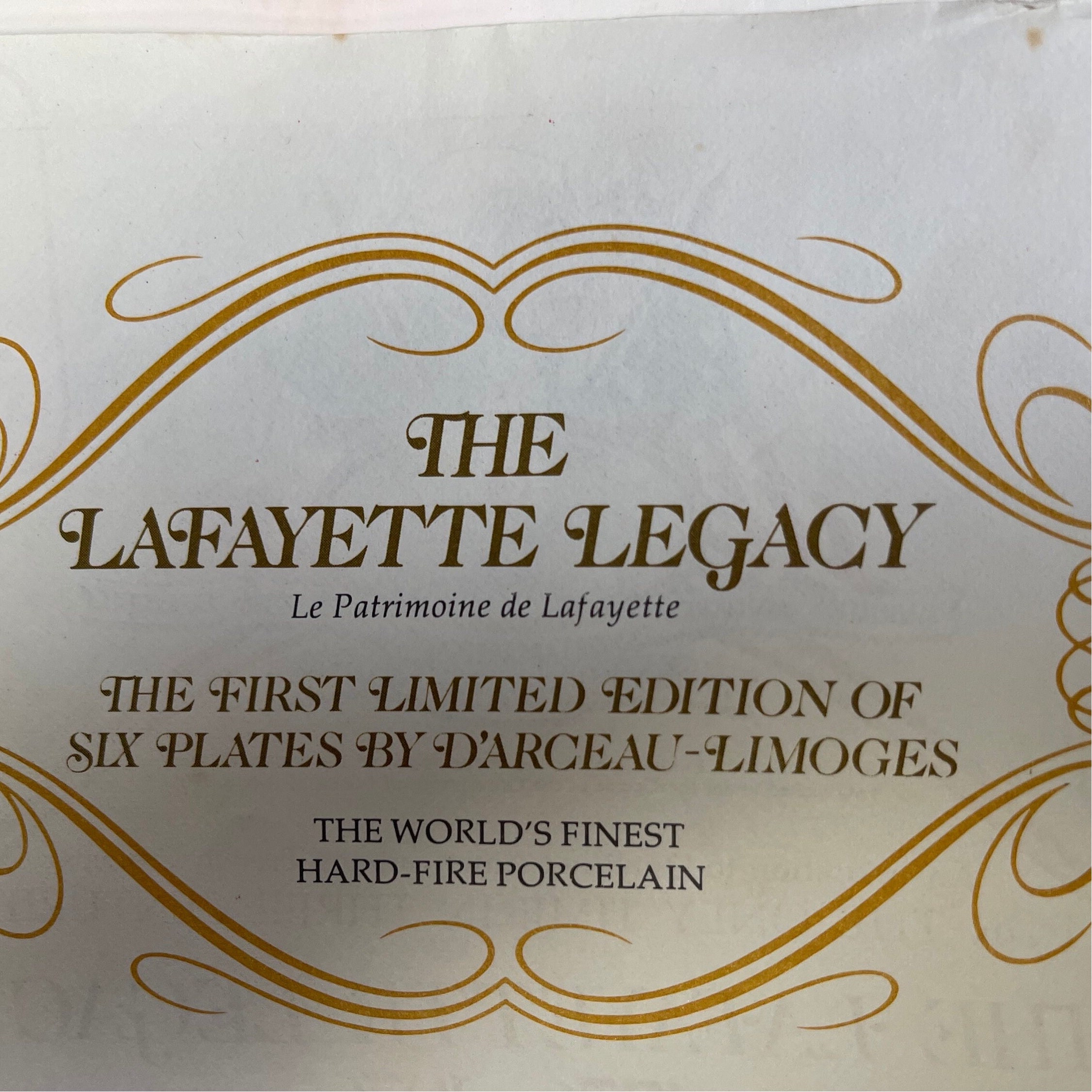 Lafayette Legacy Collection - Set of Seven Porcelain 8.5 Inch Plates ...