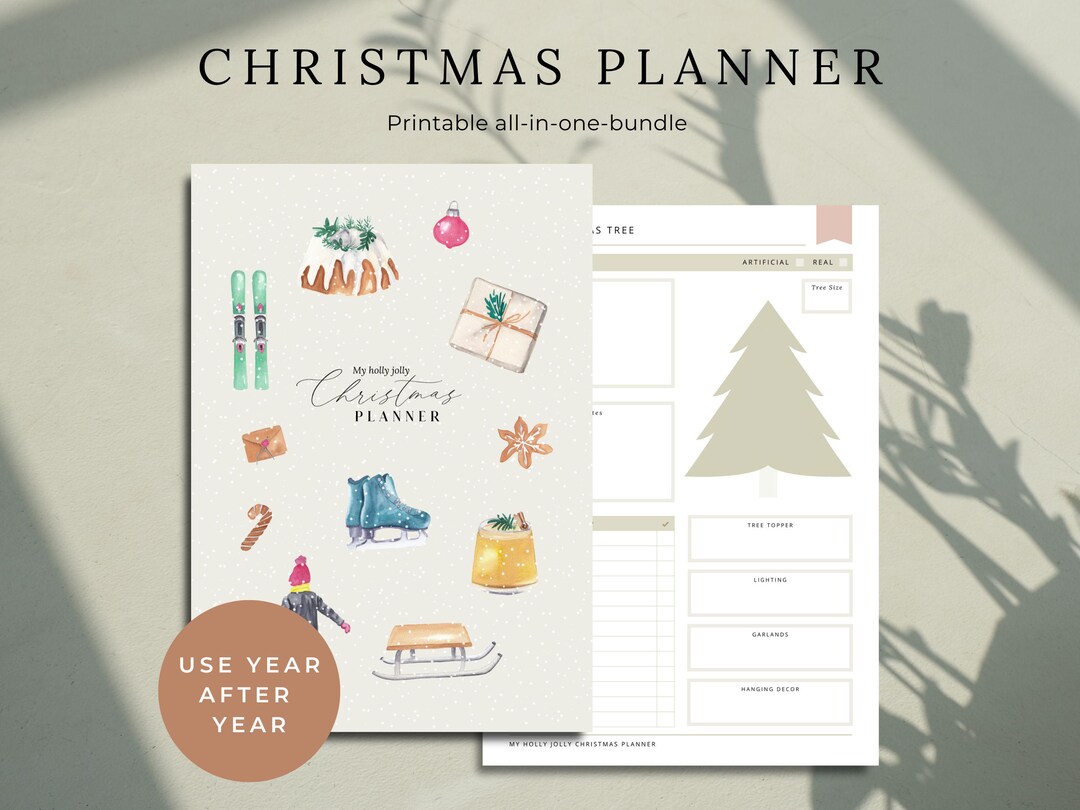Christmas Planner Printable Undated Holiday Journal Xmas Bundle to Do ...