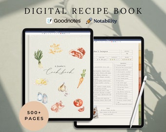 Digital Recipe Book for Goodnotes, Notability, Digital iPad Recipe ...