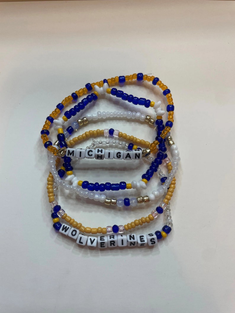 University of Michigan Beaded Bracelets - Etsy