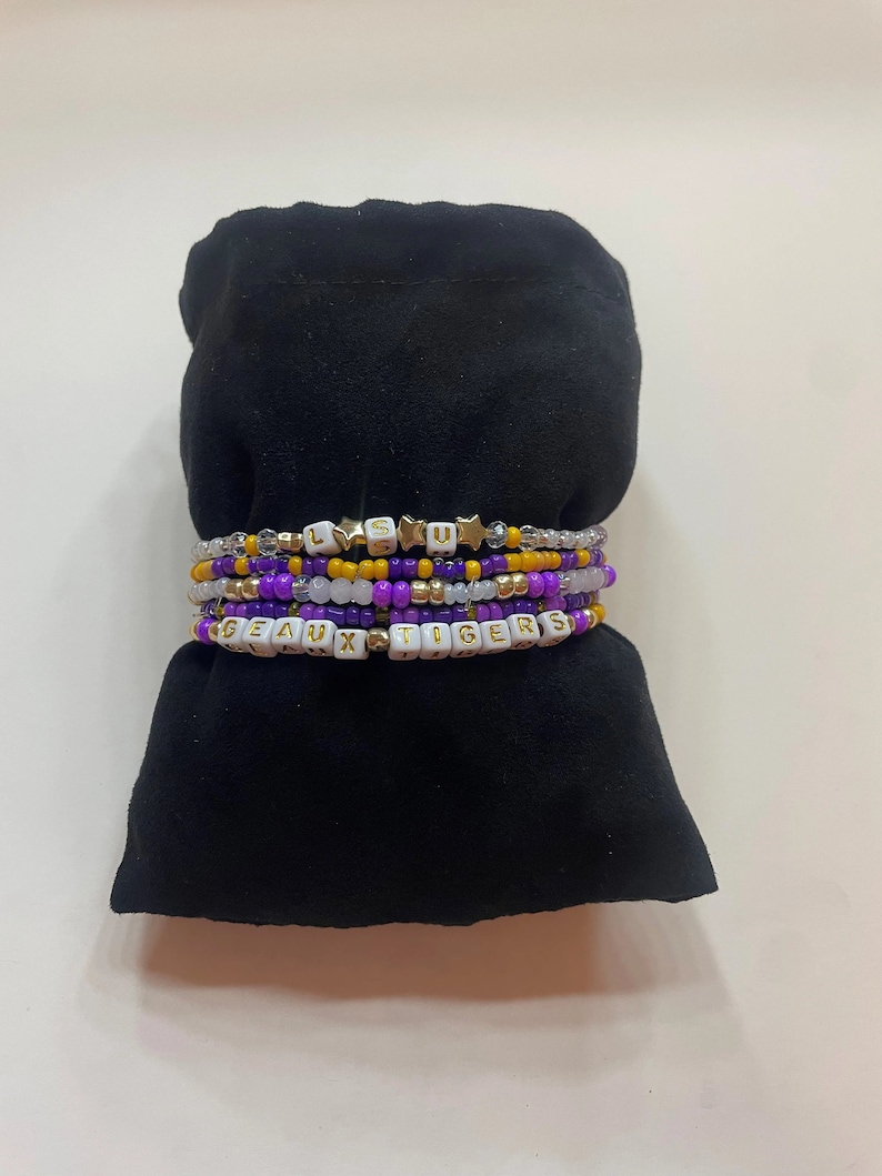 Louisiana State University Beaded Bracelets - Etsy