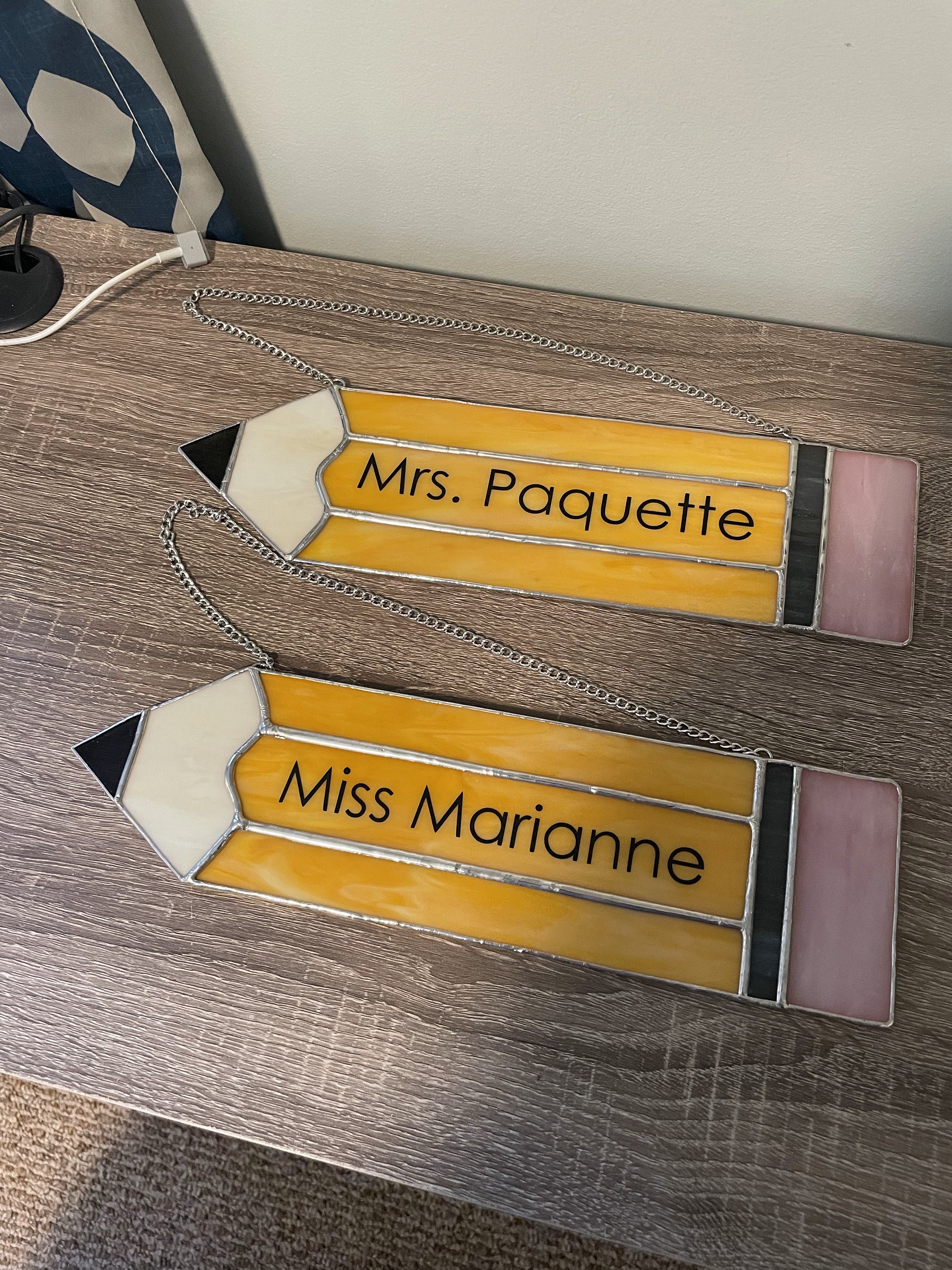 Personalized Stained Glass Pencil Suncatcher, Teacher Gift - Etsy