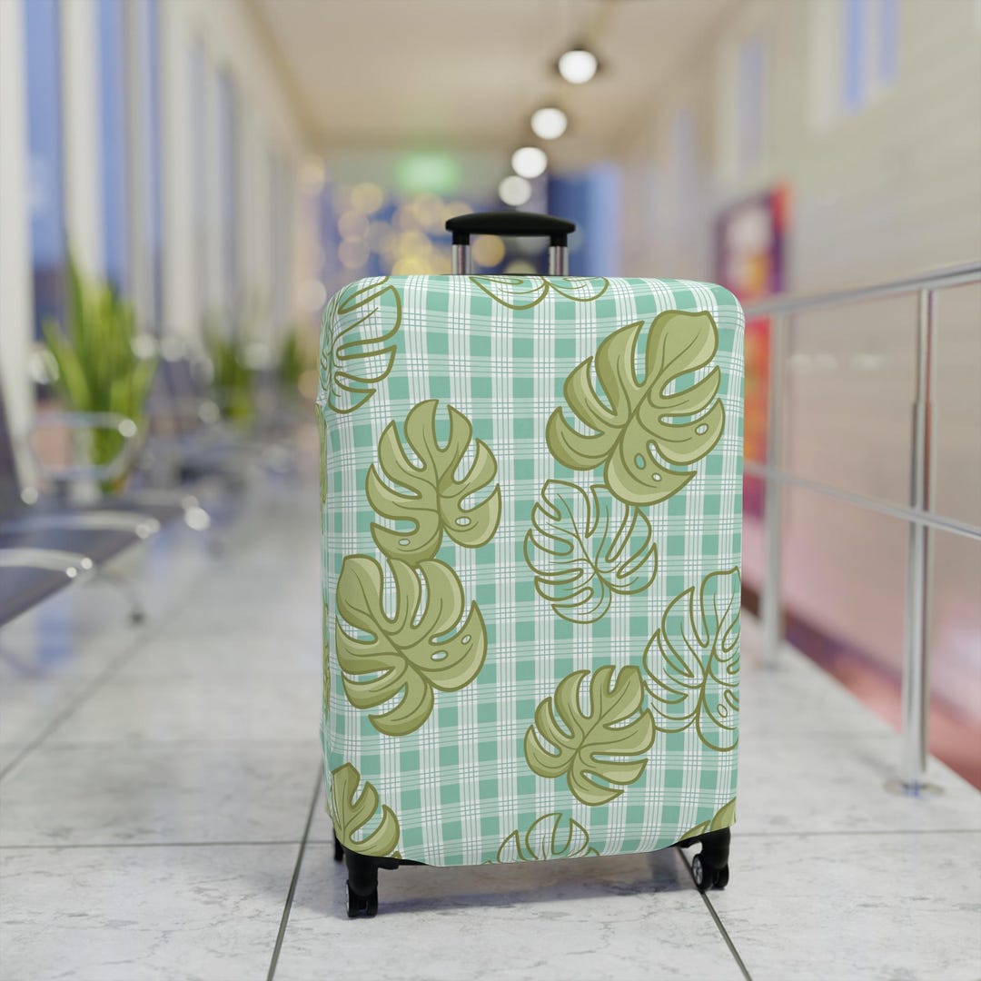 Luggage Cover Tiffany Blue, Palaka Monstera Design, Travel Suitcase ...