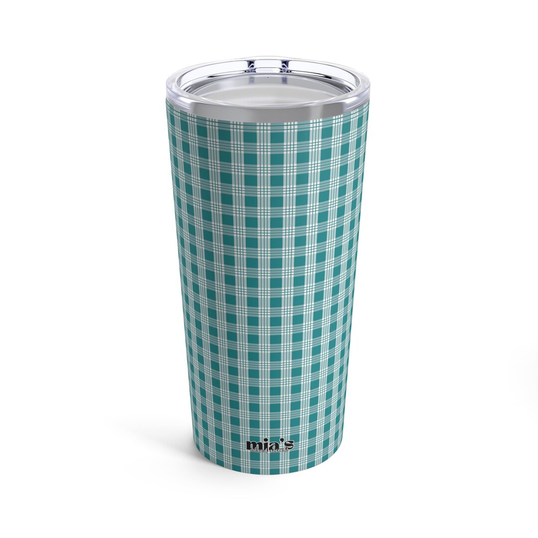 The Palaka Cyan Tumbler 20oz, Plaid Drinkware, Tartan Cup, Hawaiian ...