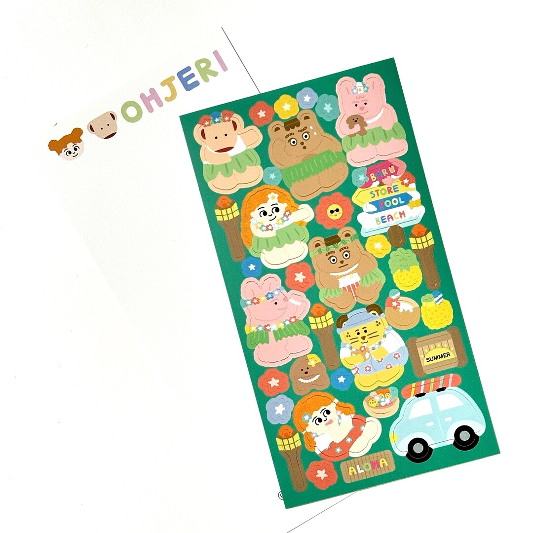 Hawaiian Hulacute Kawaii Kpop Deco Sticker for Journals Planners Craft ...