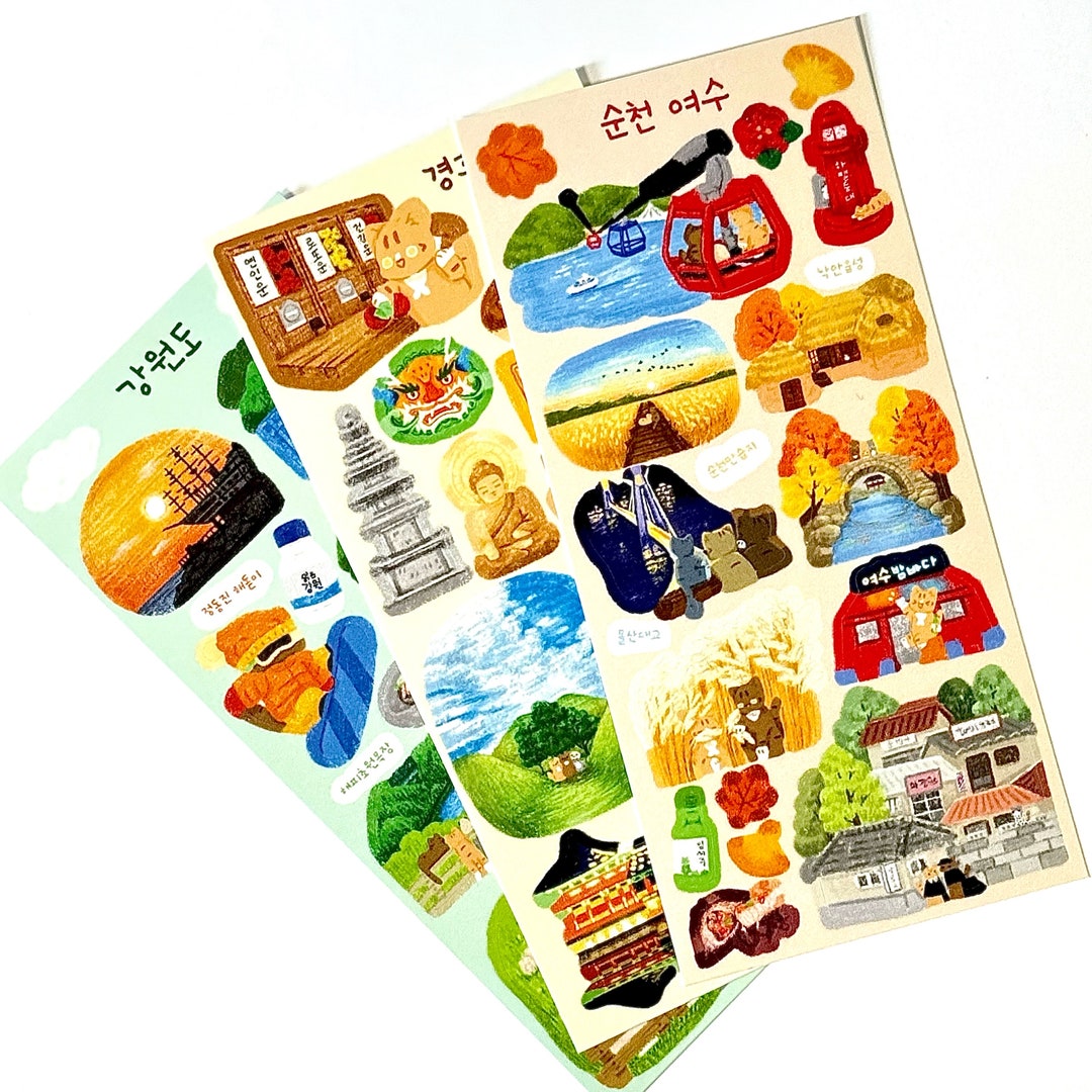 Korean Travel Set--cute Kawaii Kpop Deco Sticker for Journals Planners ...