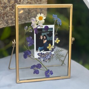 Personalized Polaroid Picture Frame With Real Pressed Flowers, Custom ...