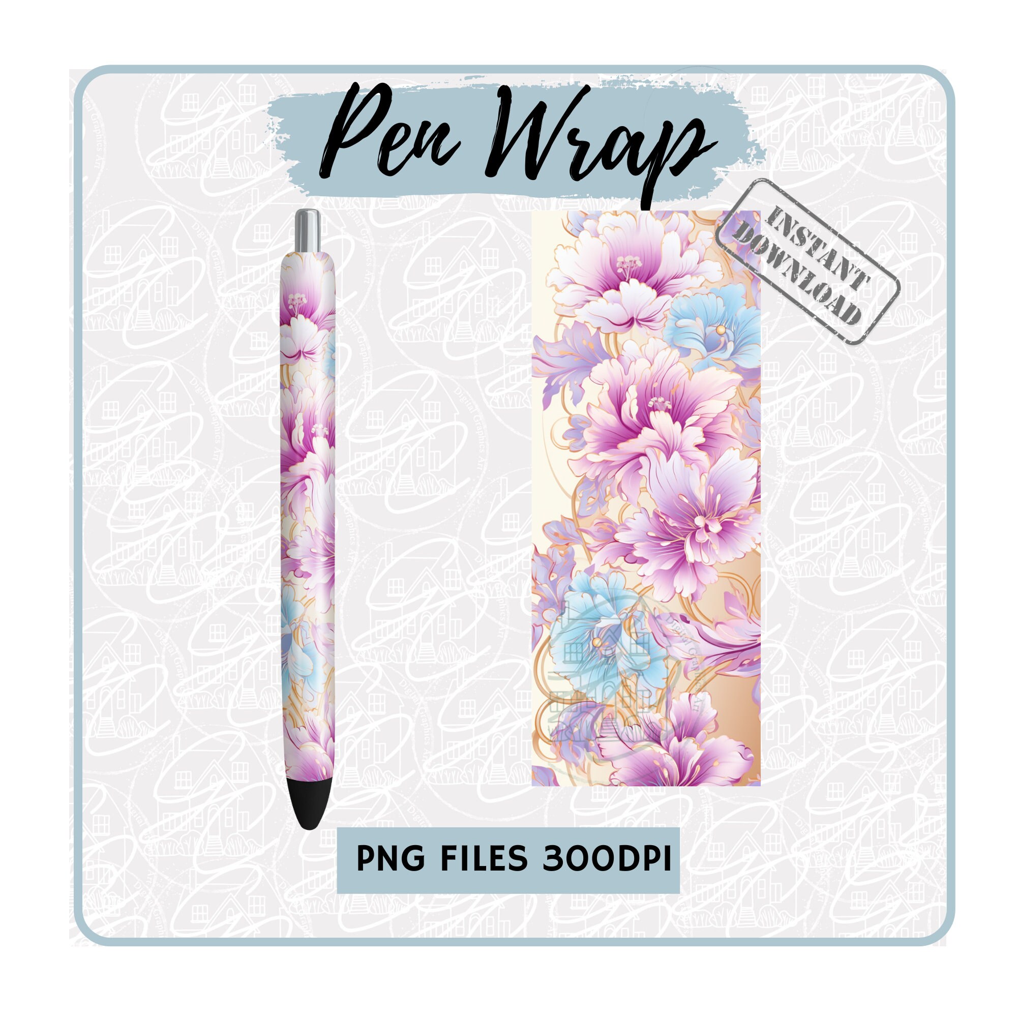 Soft Pink Flower Pen Wrap Png Sublimation Designs, Soft Pink Wedding ...