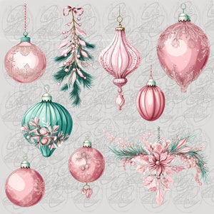 Boho Christmas Bundle Clipart Watercolor Boho Christmas Ornaments ...