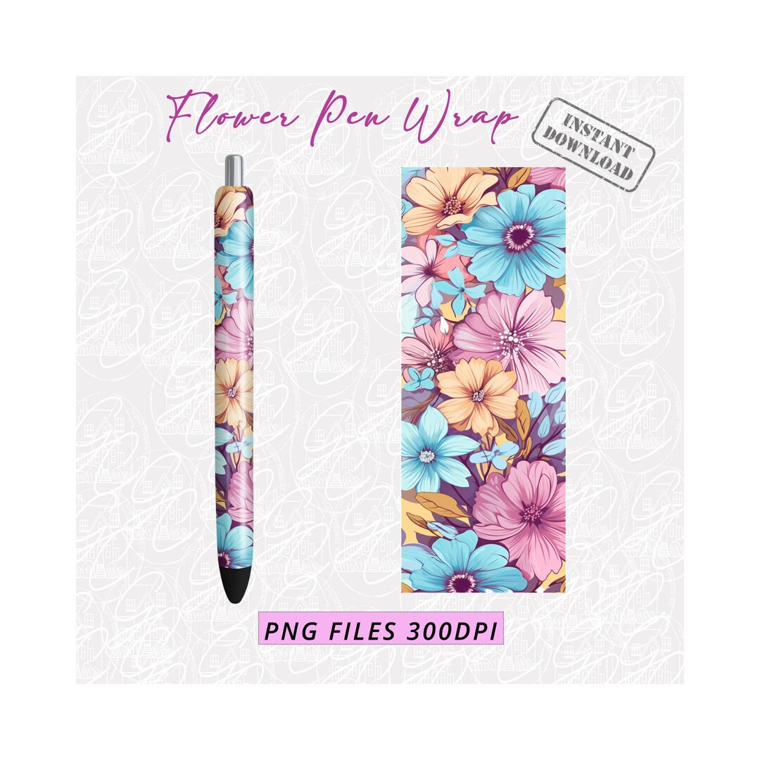 Flower Pen Wrap Png Floral Pen Wrap Sublimation Designs Seamless Design ...