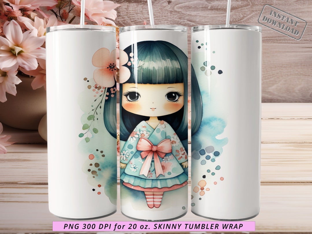 Geisha Png for 20oz Skinny Tumbler Wrap Japanese Scene PNG Sublimation ...