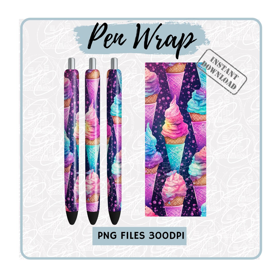 Ice Cream Pen Wrap PNG Sublimation Designs, Ice Cream Birthday Party Clipart Seamless Design ...