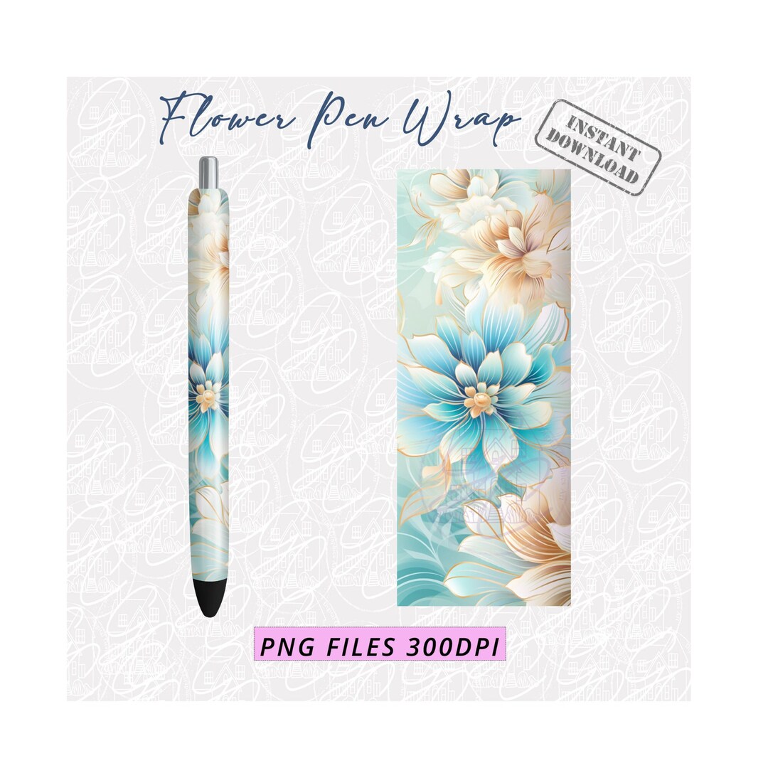 Flower Pen Wrap Png Floral Pen Wrap Sublimation Designs Seamless Design ...