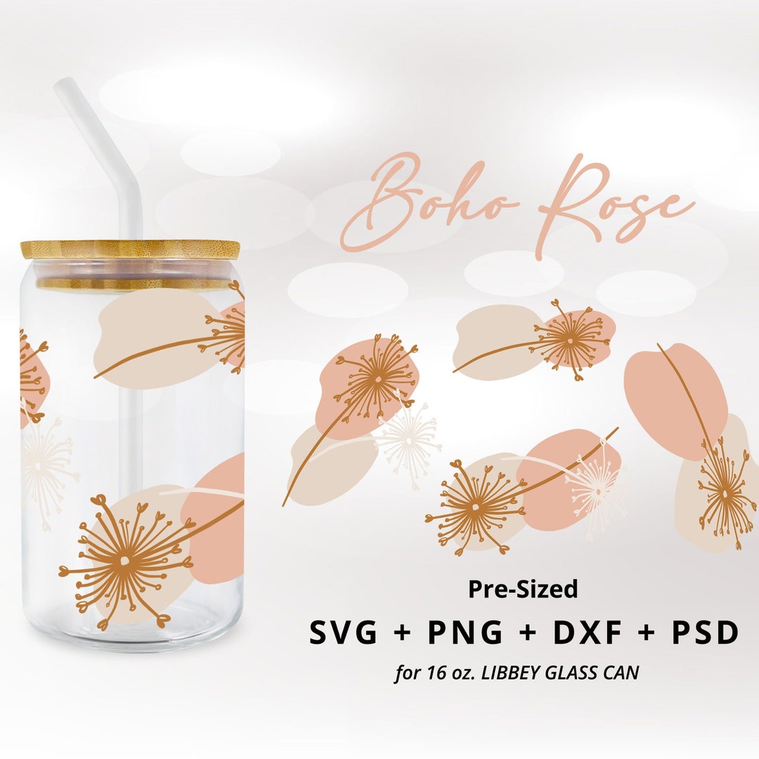 Boho Rose 16oz Can Design Flower Svg Flower 16 Oz Svg Dxf - Etsy