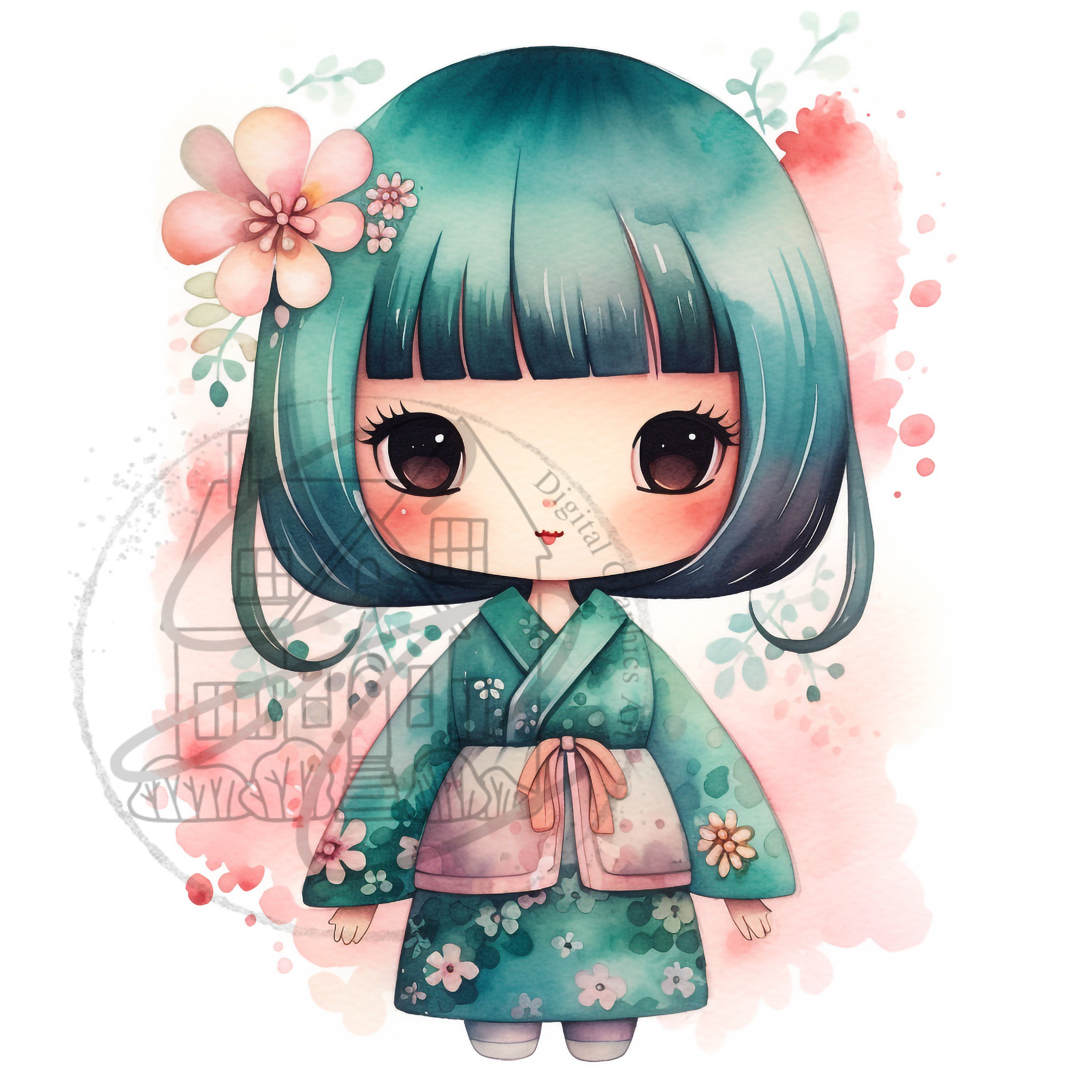 Geisha Png for 20oz Skinny Tumbler Wrap Japanese Scene PNG Sublimation ...