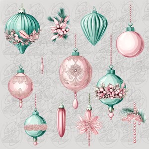 Boho Christmas Bundle Clipart Watercolor Boho Christmas Ornaments ...