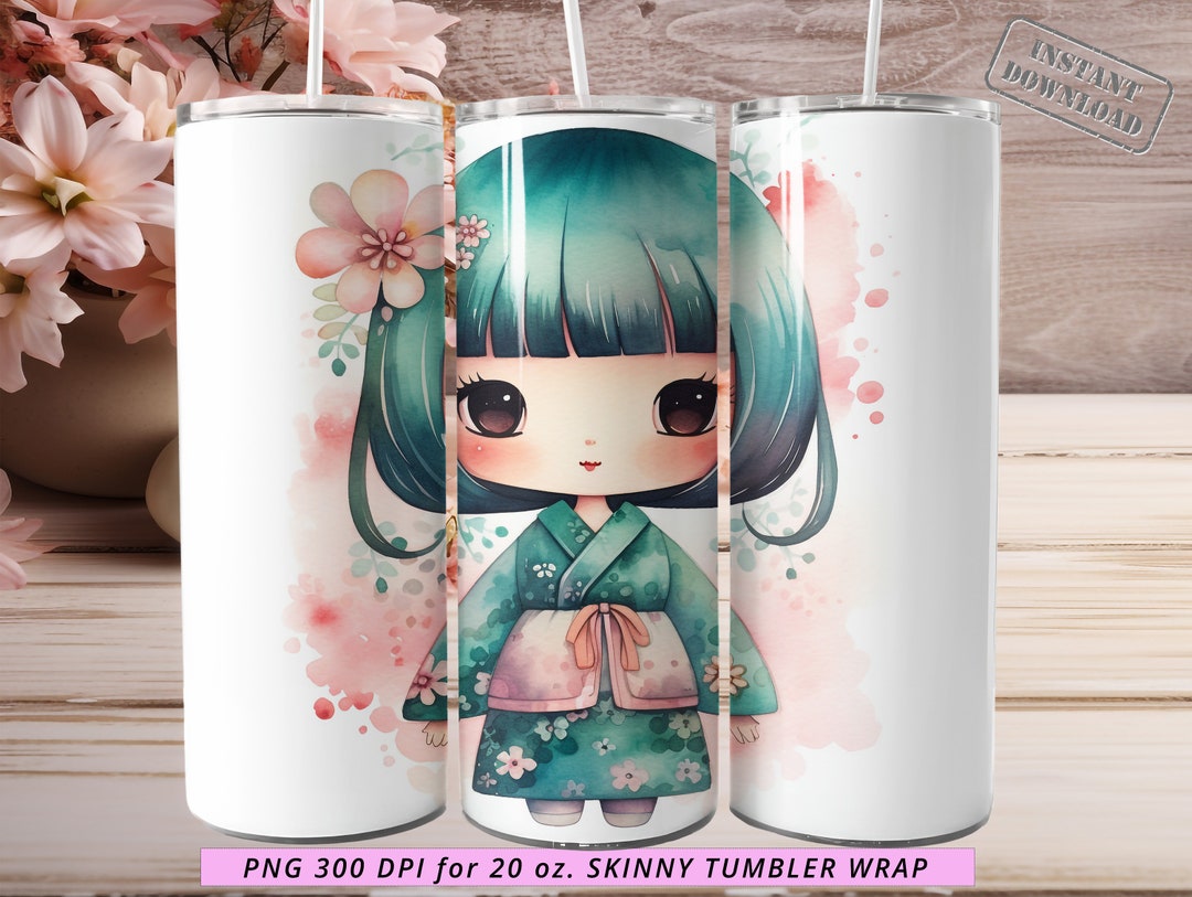 Geisha Png for 20oz Skinny Tumbler Wrap Japanese Scene PNG Sublimation ...