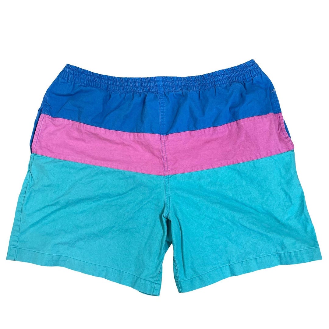 Vintage Islander Blue Pink Colorblock Swim Trunks Shorts L 90s Y2K Surf ...