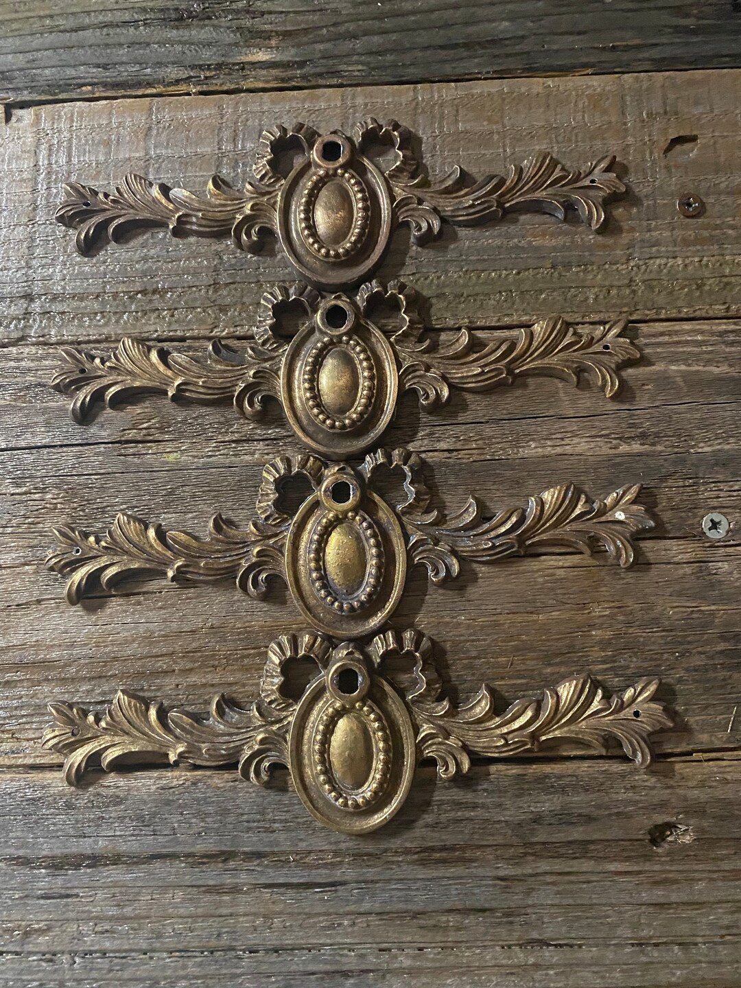 1 Very Rare Vintage/ Antique Orinate With Bow Brass Bass Plate Handle ...