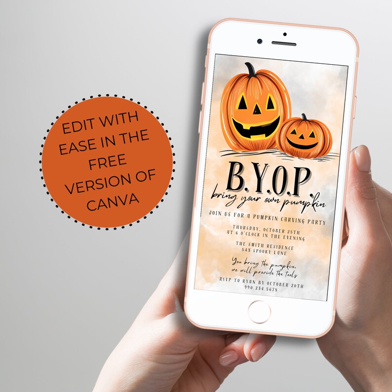 Pumpkin Carving Party Invite Friendly Jack O Lantern Invite Halloween ...