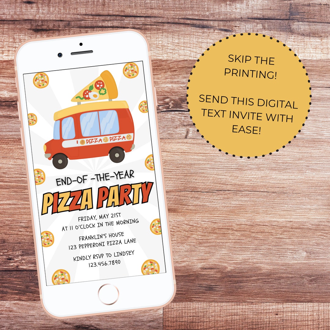 Pizza Party Invitation: End of Year, Editable Text Invite (digital ...