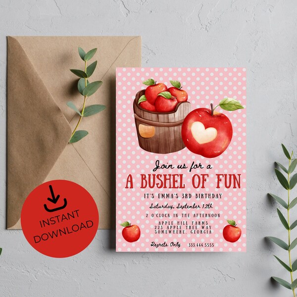 Apple Birthday Invitations - Etsy