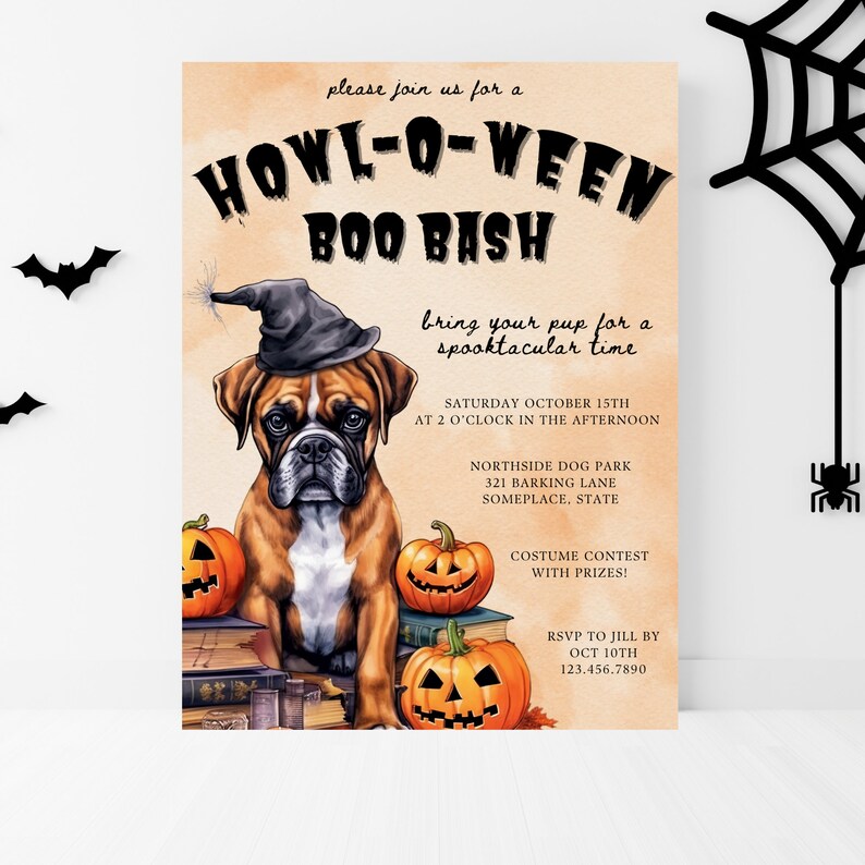 Howloween Dog Party Invite Dog Costume Contest Invite Editable ...