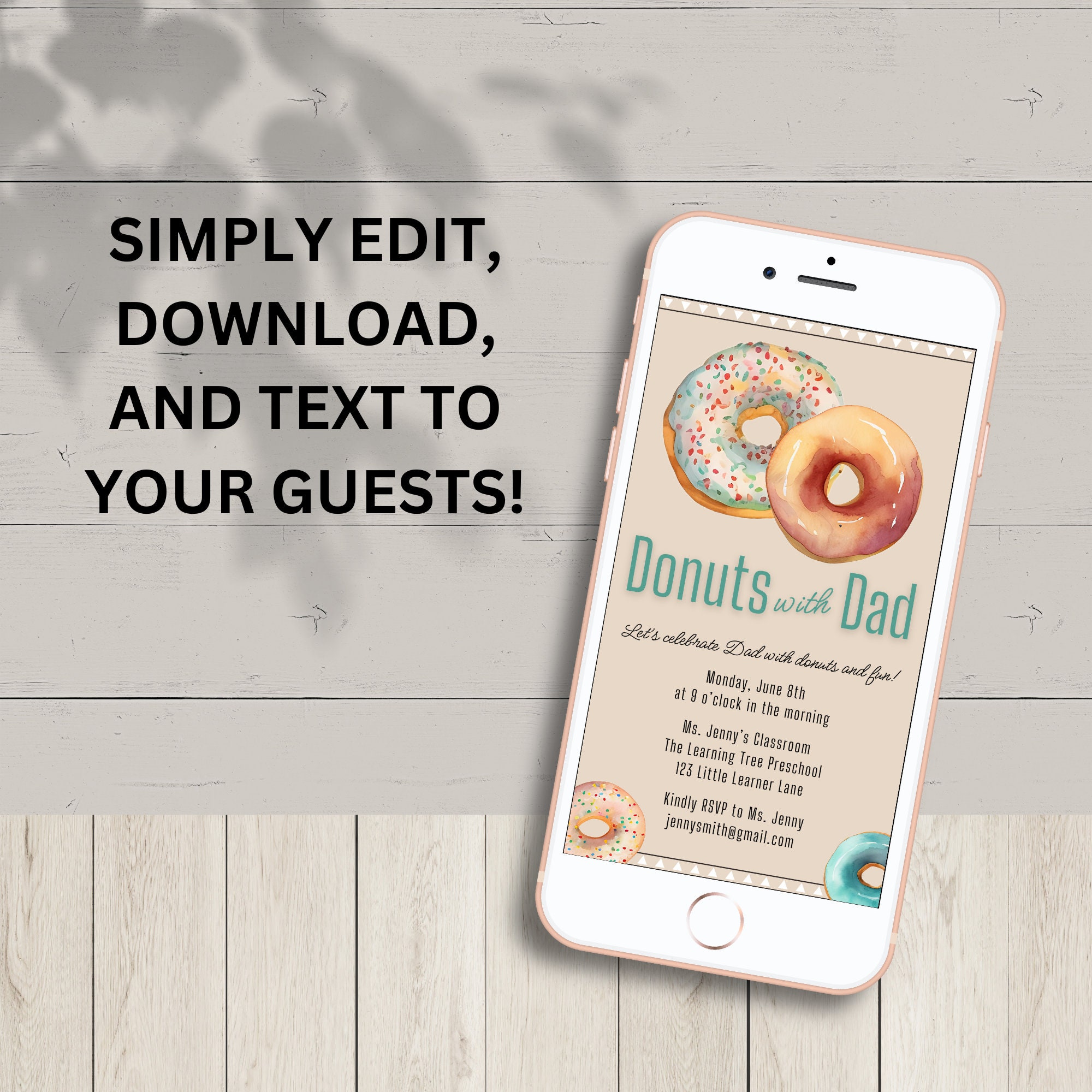 Donuts With Dad Fathers Day Invitation Breakfast With Dad Invite ...