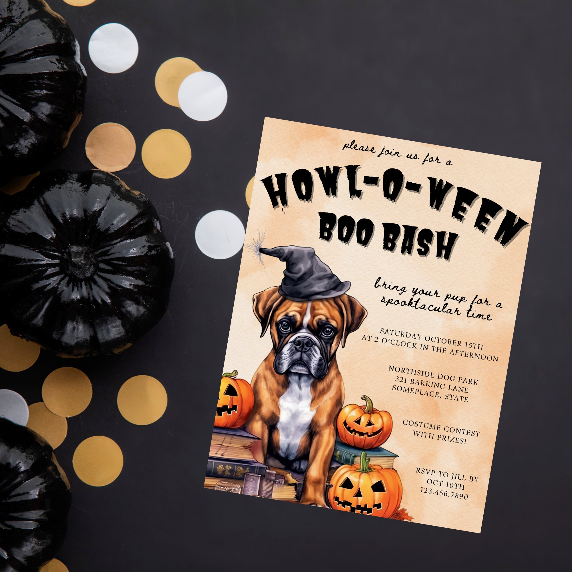 Howloween Dog Party Invite Dog Costume Contest Invite Editable ...