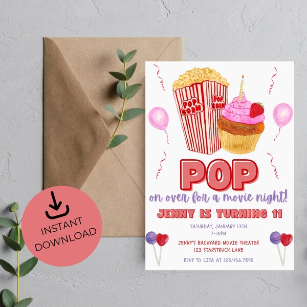 Popcorn Invitation - Etsy