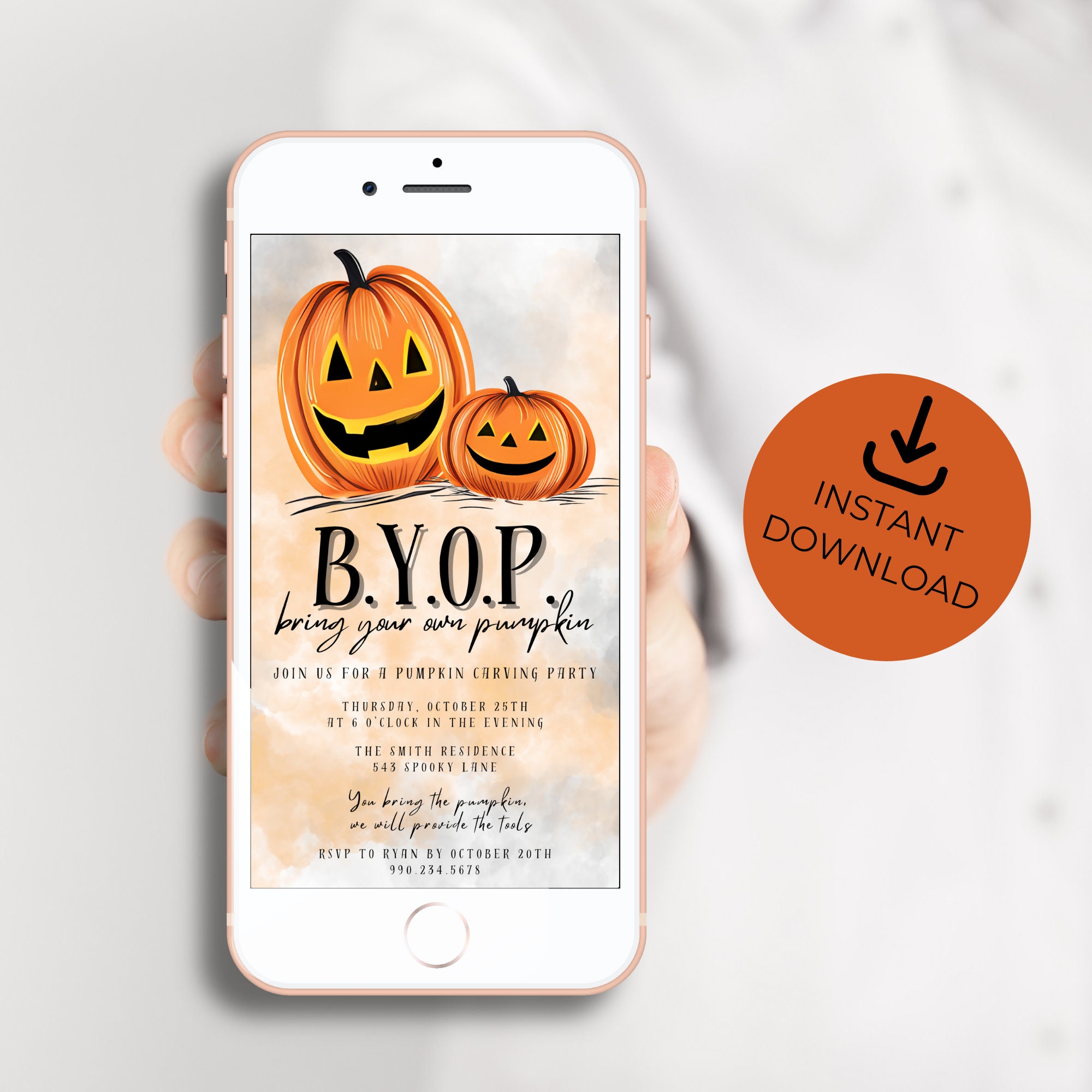 Pumpkin Carving Party Invite Friendly Jack O Lantern Invite Halloween ...