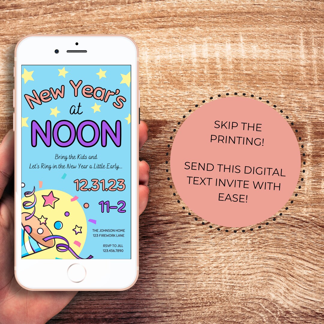 New Year's at Noon Kids New Years Party New Years Eve Party Invite ...