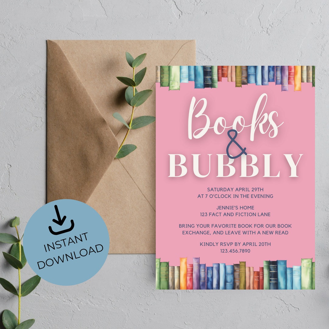 Rainbow Books and Bubbly Book Exchange Invite Reading Night Colorful ...