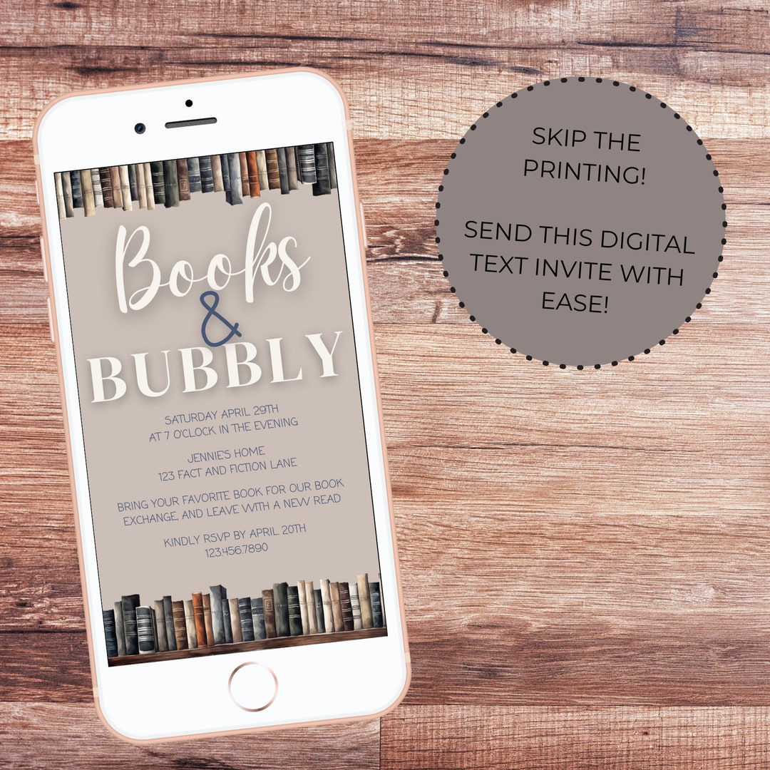 Books and Bubbly Book Exchange Invitation: Old Library Theme (digital ...