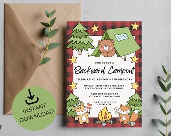 Editable Camping Party Invite Camping Birthday Invitation - Etsy