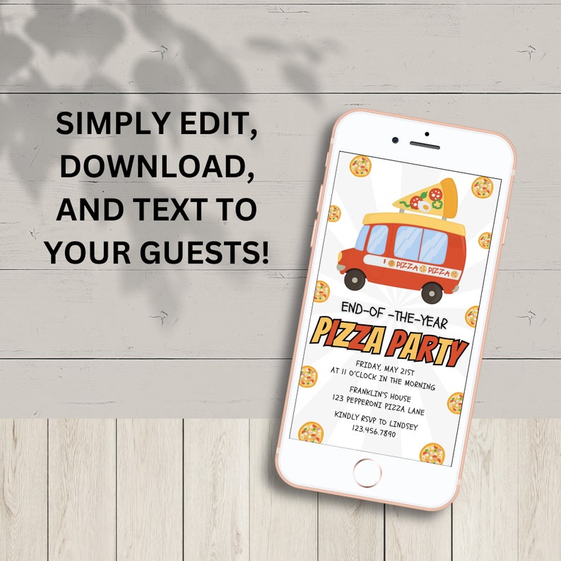Pizza Party Invitation: End of Year, Editable Text Invite (digital ...