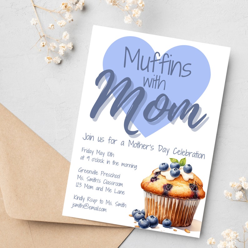 Muffins With Mom Mother's Day Party Invite Mother's Day Brunch ...