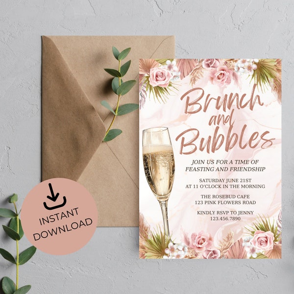 Lunch and Bubbles Invitation - Etsy