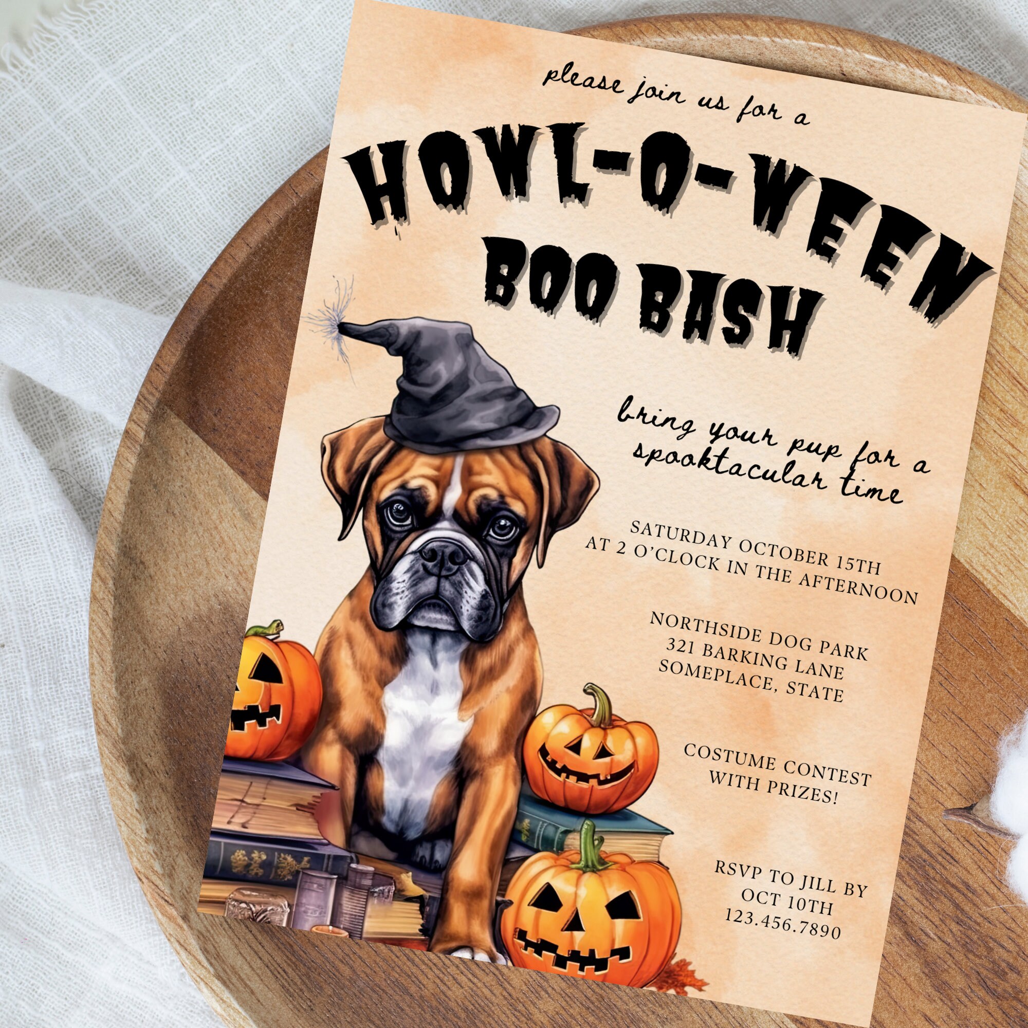 Howloween Dog Party Invite Dog Costume Contest Invite Editable ...
