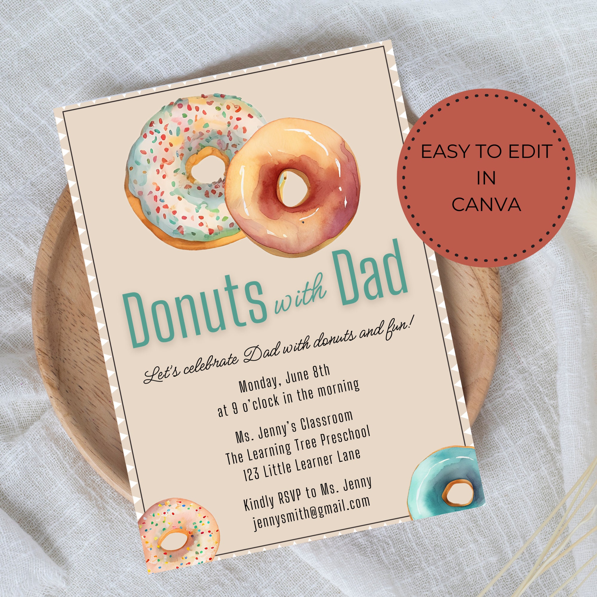Donuts With Dad Fathers Day Invitation Breakfast With Dad Invite ...