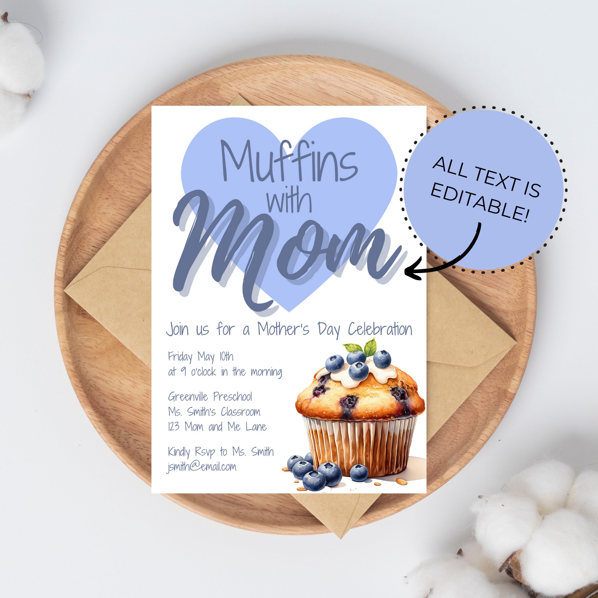 Muffins With Mom Mother's Day Party Invite Mother's Day Brunch ...
